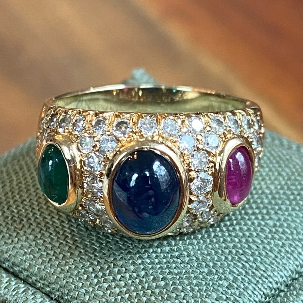 14k Diamond, Sapphire, Emerald, Ruby Ring - Gem